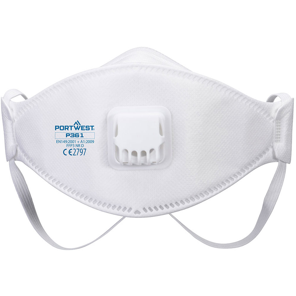 Portwest Trifold Valved Dolomite FFP3 Respirator (Pk10) - White | The PPE Online Shop